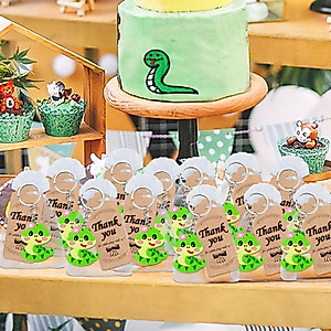 Elecrainbow 60 Pack Snake Party Favors Include 20 Snake Keychains, 20 Thank You Tags, 20 Gift Bags for Safari Party, Jungle Baby Shower, Animal Themed Kids Birthday, Wild ONE First Birthday