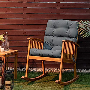 Giantex Tufted Outdoor Patio Chair Cushion 4.5", High Back Chair Cushion with 4 String Ties, Patio Seat Cushion for Swing Bench Wicker Seat Chair (Gray)