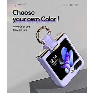 GOOSPERY Goosepry Ring Holder Case Compatible with Galaxy Z Flip 5 Case, Slim Thin Solid Pastel Sturdy Hard PC for Extra Protection Case for Z Filp5 5G 2023, Lilac Purple