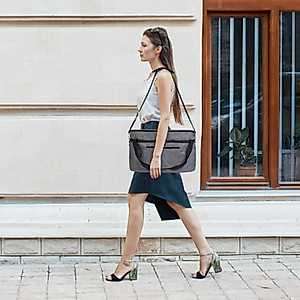 MUSBUS 2 Layer Slow cooker bag for Crock-Pot 6-8 quart, Travel reunionc outdoor, Easy to transport Insulation water proof easy cleaning to carry, Family Gathering Potluck, Gift for Women - Grey