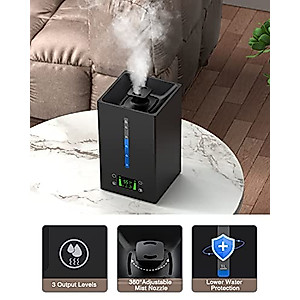 6L Humidifier, Cool Mist Humidifiers with Essential Oils Diffuser for Room, Home, Office, Baby Nursery, Plants, 360° Adjustable Mist Nozzle, Quiet, Auto Shut-off, Sleep Mode, Easy to Clean(Black)