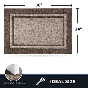 PURRUGS Dirt Trapper Door Mat 24" x 36", Non-Slip/Skid Machine Washable Entryway Rug, Shoes Scraper, Area Rug, Super Absorbent Welcome Mat for Muddy Wet Shoes and Paws, Beige & Grayish Brown