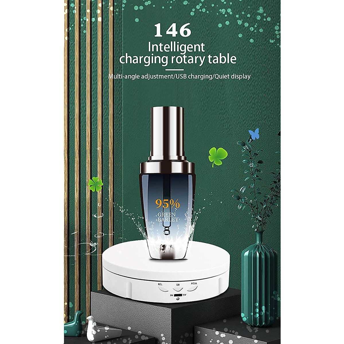 JAYEGT Motorized Rotating Display Stand, 5.74inch /22LB Load, 360 Degree Electronic Turntable Display Stand for Photography Products Shows, Jewelry, Watch, 3D Models, Cake, White