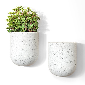 LA JOLIE MUSE Wall Hanging Planters for Indoor Plants，Hanging Flower Pots for Air Plants Succulent, Set of 2, 6 Inch, Speckled White