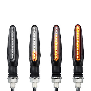LivTee Super Bright 4PCS Motorcycle Indicators Flowing LED Turn Signal Lights 12V for Motorbike Scooter Quad Cruiser Off Road, Amber Yellow