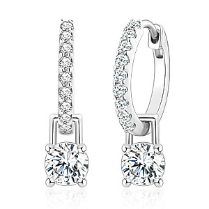 OKOKISS Rhodium Plated Sterling Silver Hoop Earrings for Women Month of Birth – Unique Rhodium Plated Sterling Silver Womens Earrings with Birth Stone – Elegant Colorful Dainty Earrings In Jewelry Pouch – Ideal for Office, Wedding, Everyday Wear (4-April)