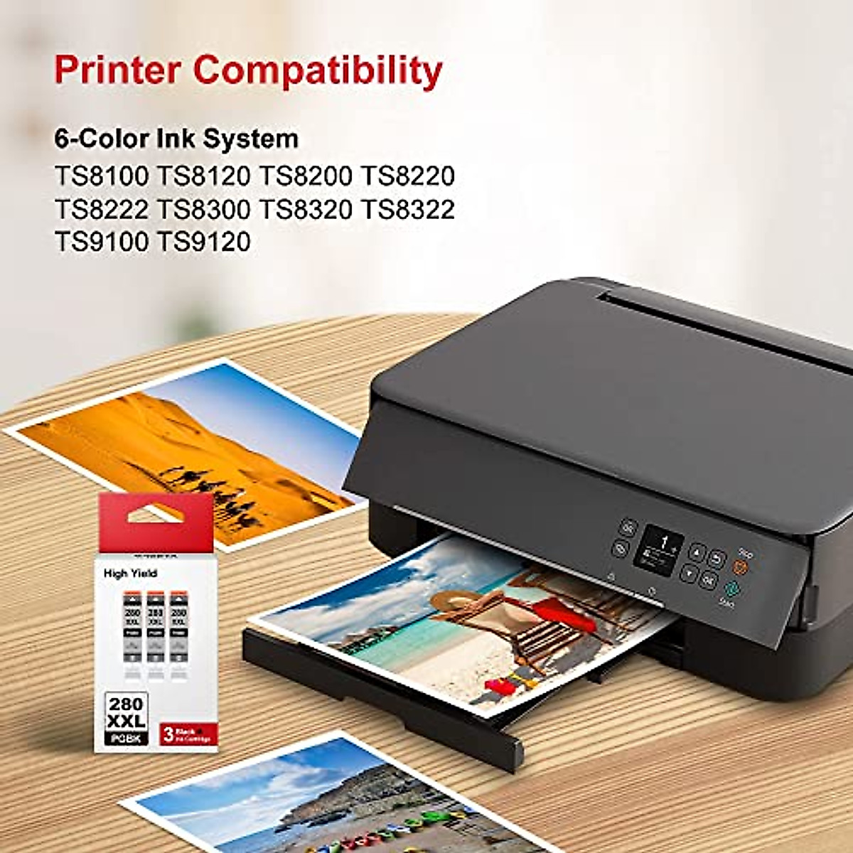280XXL PGI-280 XXL Compatible Ink Cartridge Replacement for Canon 280 pgbk XXL High Yield Use to PIXMA TR7520 TR8520 TS6120 TS6220 TS8120 TS9520 TS9521C Printer (3 PGBK)