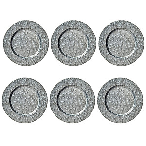 KX-WARE Silver Galvanized Steel Charger Plate, 13-inch Classic Charger Plates Dinnerware Dishes, Set of 6