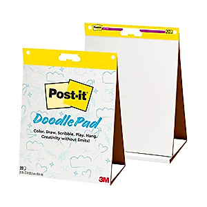 Post-it Doodle Pad, Portable Art Easel, Self-Stick Tabletop Easel Pad, 20 in x 23 in, 20 Sheets/Pad, 2 Pads/Pack (563R-DP)