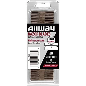 ALLWAY SEB100VP #9 Single-Edge Razor Blades, 100 Pack Clamshell