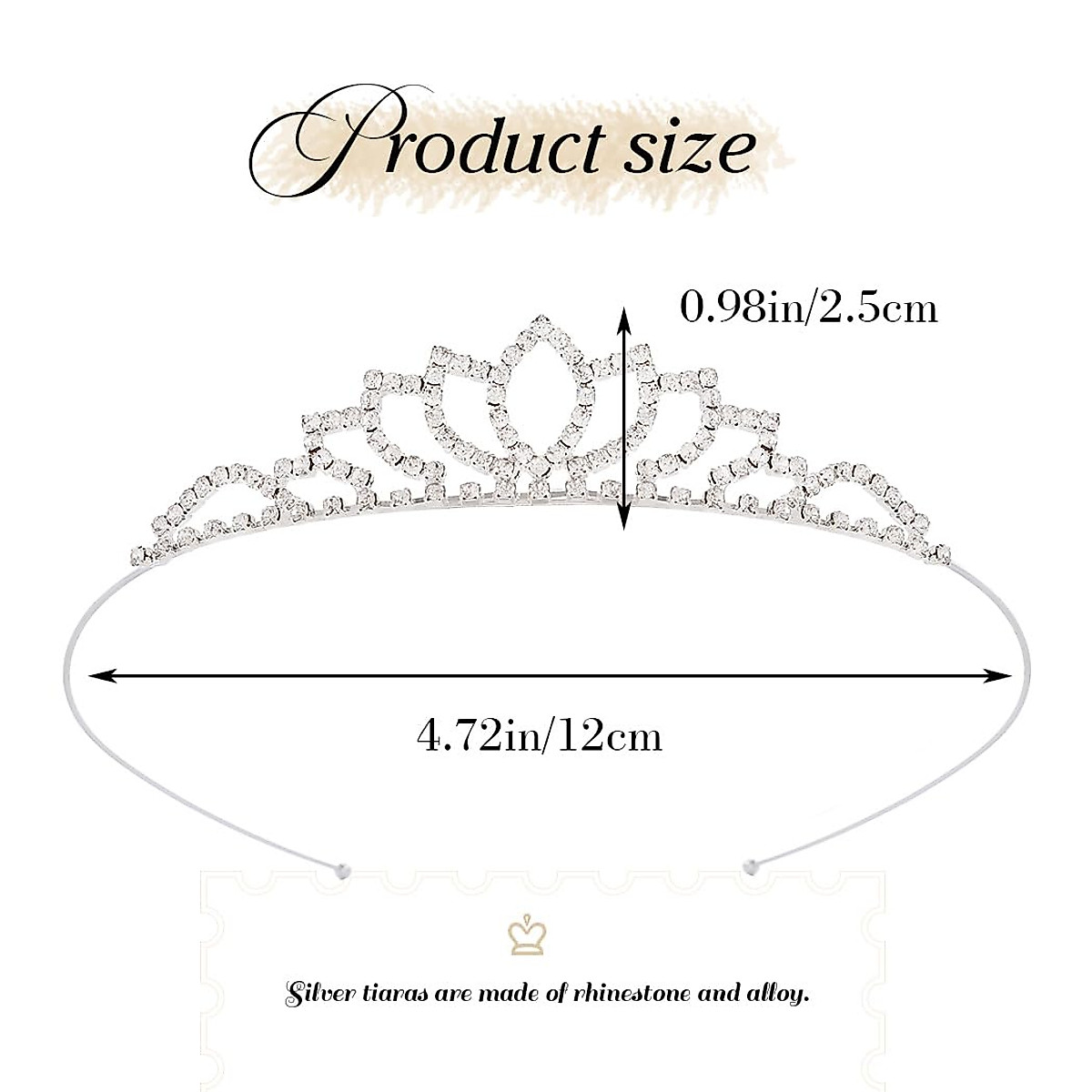 Kilshye Silver Tiaras and Crowns Rhinestone Wedding Tiara Birthday Prom Crown Hair Accessories for Women (B)
