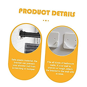 Cabilock 4pcs Pole Hanger Shower Bar for Curtain Clothes Hanger Hooks Wall Mounted Holder Wardrobe Closet Rod Bracket Shower Curtain Rod Brackets Bath Rod Wall Holder Shower Rod Holder Abs