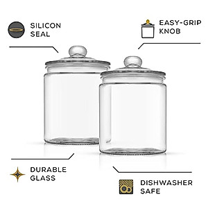 JoyJolt Elegant Cookie Jar. 2 Large Glass Jar With Glass Lid. Cookie Jars for Kitchen Counter with Lids, Candy Jar, Decorative Apothecary Jar, Large Canisters, Half Gallon Glass Jar with Lid Airtight