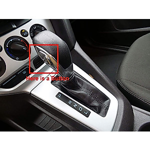 JI Loncky Leather Gear Shift Knob Cover for Ford Focus 2012 2013 2014 2015 2016/ Ford Fiesta 2014-2016/ Fusion S 2013-2016 Fusion SE/Escape 2013-2016/ Ford C-Max 2013-2016 Transit Accessories