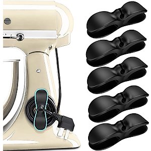 IFLYTEL Cord Organizer for Kitchen Appliances, 5 Black Upgraded Cord Wrapper, Cord Keeper, Cord Winder, Cord Holder for Appliances Stick on Air Fryer, Coffee Maker, Blender, Pressure Cooker, Toaster