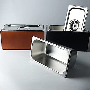 Kitchen Countertop Pine Wood Compost Bin, Stainless Steel Smell Proof Anti-Rust Insert with Lid and Pine Wood Box - 1.6 Gal (Brown)