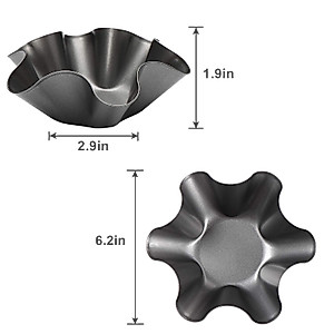 Aybloom Tortilla Pan Set - 6pcs Non-Stick Carbon Steel Taco Salad Bowl Makers Tortilla Shell Pans (Black)