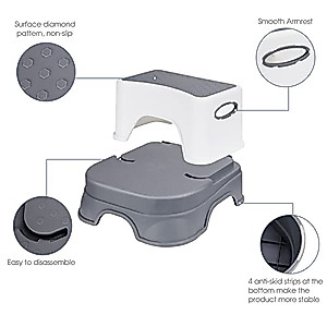 Potty Training Seat,Potty Training Toilet Step Stools Ladder for Kids,Safe Baby Toilet Seat with Splash Guard,2 in 1 Detachable Step Stool for Girls Boys,2 Cushions,1 Cleaning Brush and Hook,Gray