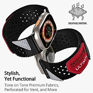 ULTIMAL Band Compatible with Apple Watch 49mm/45mm/44mm/42mm, Wide Loop Nylon Sports Strap, Hollow Out Breathable Design for iWatch Series 9/8/7 6/5/4/SE/SE2 3/2/1 Ultra 2/1 (49mm/45mm/44mm/42mm L,