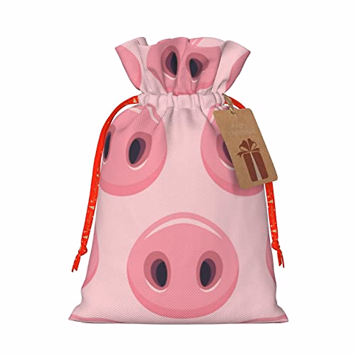 Drawstrings Christmas Gift Bags Cute-Pigs-Noses-Pink Presents Wrapping Bags Xmas Gift Wrapping Sacks Pouches Medium