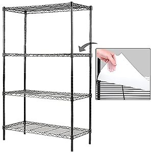 Catalina Creations 4-Shelf Shelving, Steel Wire Rack with 4-Shelf Liners, 100 lbs Loading Capacity Per Shelf, Heavy Duty Standing Storage Shelf Units for Garage (30W x 14D x 47H, Black)