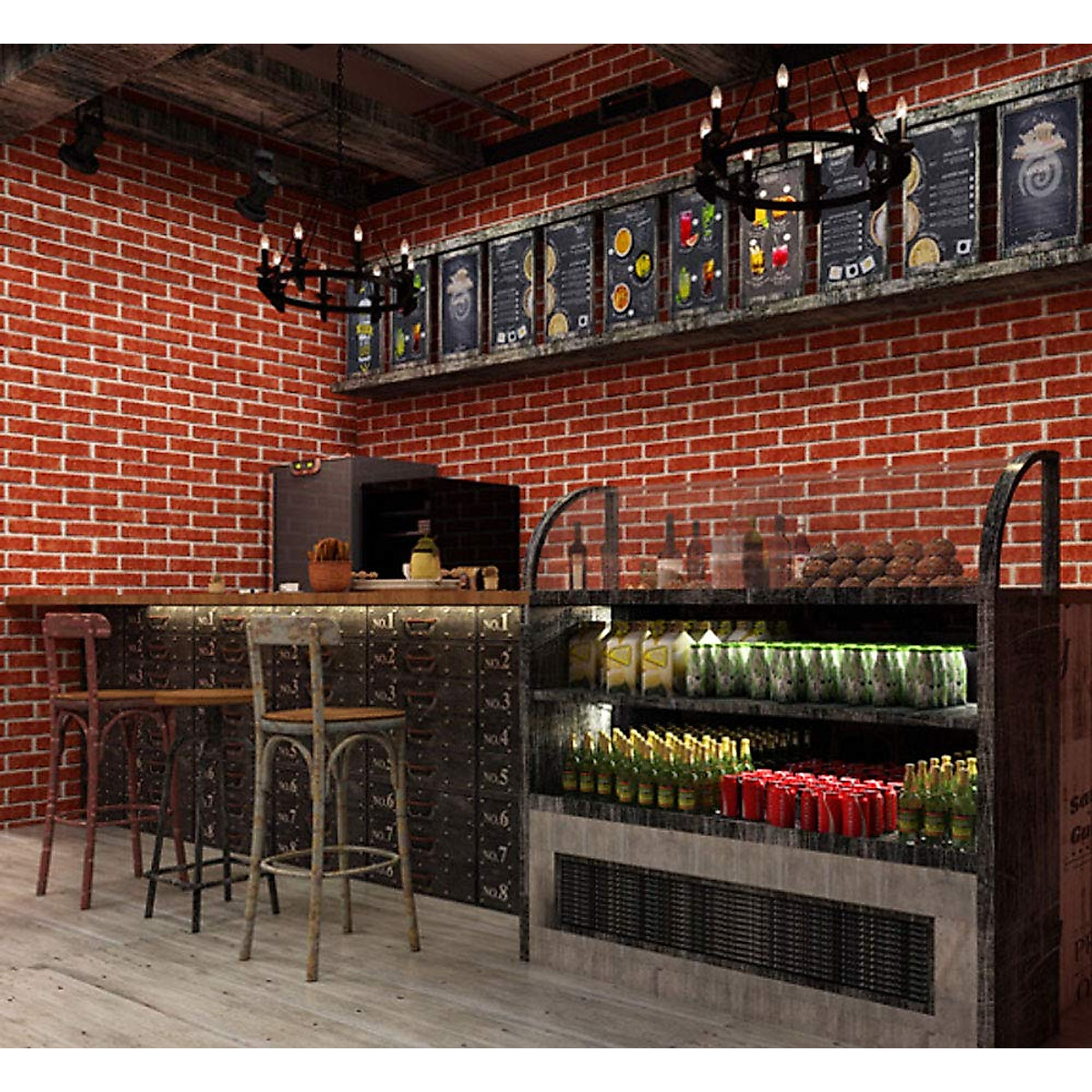 Lependor 17.71" X 118" Decorative Wallpaper Self-Adhesive Wallpaper Red Brick Printed Stick Paper Easy to Apply Peel and Stick Wallpaper - 17.71" x 9.8ft