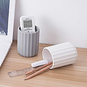 YOSCO Silicone Pencil Holder Round Pen Cup for Desk Cute Office Desktop Stationery Organizer Makeup Brush Holder (White)