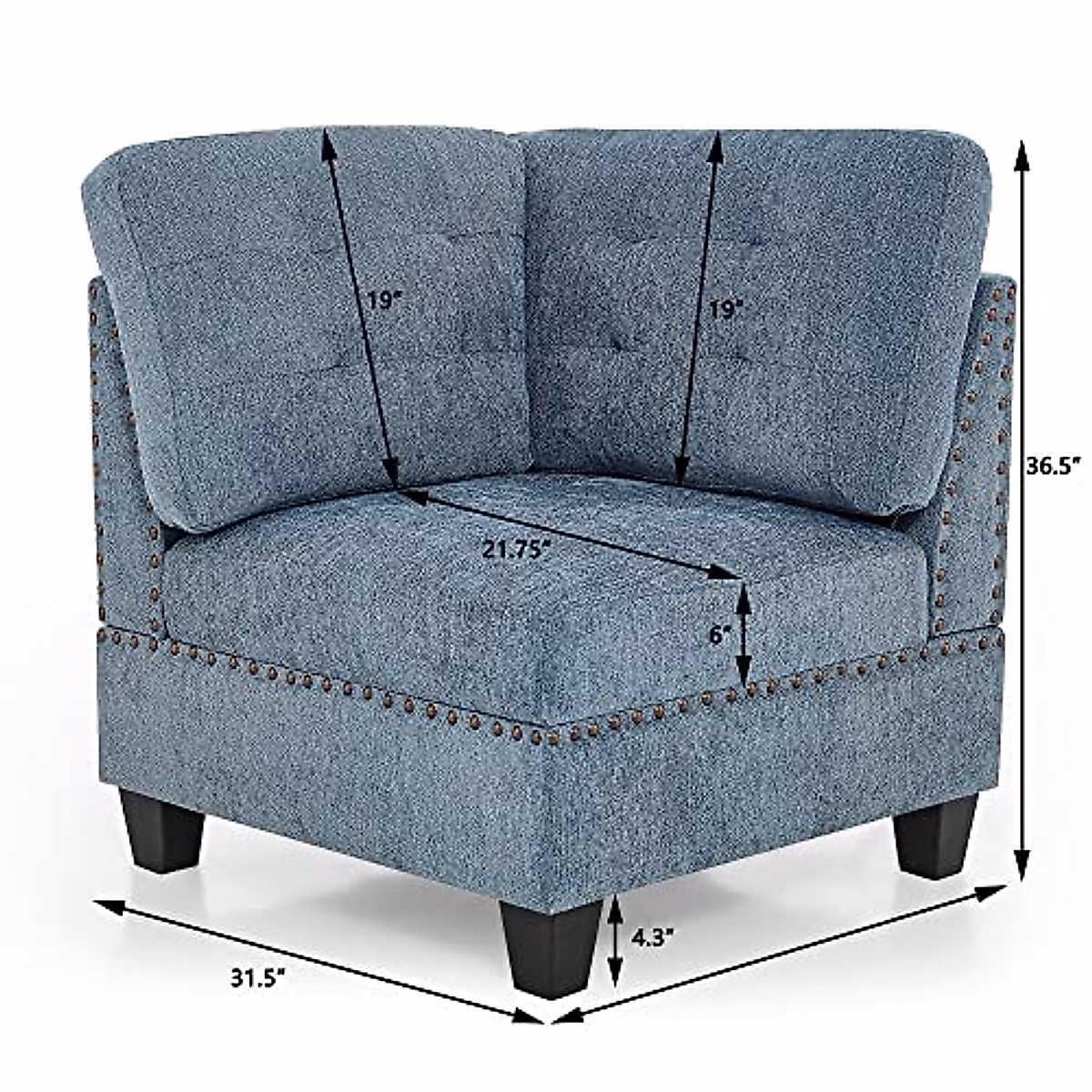 Melpomene U Shape Sectional Sofa DIY Sofa Combination (Blue, Corner)