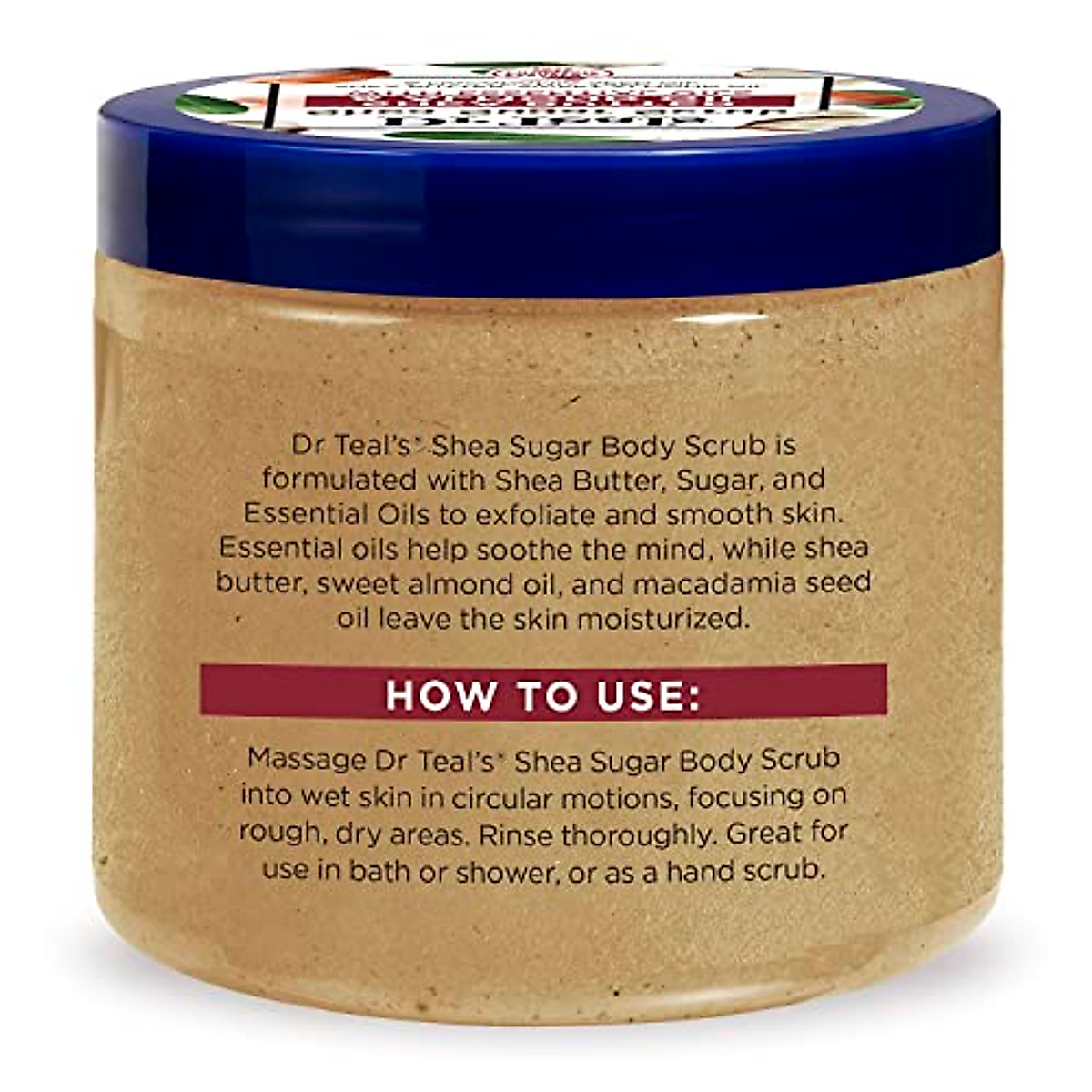 Dr Teal's Shea Sugar Body Scrub, Shea Butter with Almond Oil & Essential Oils, 19 oz (Pack of 3) (Packaging May Vary)