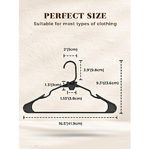 HOUSE DAY Black Plastic Hangers 50 Pack with 20 Pack Hanger Connector Hooks, Premium Slim Clothes Notched Hangers Space Saving, Heavy Duty Closet Hangers for Coat, Suit, Shirt, Dress