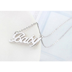 AIHIQI Fashion White Chain Letter Pendant Choker Necklace (Baby Letter)