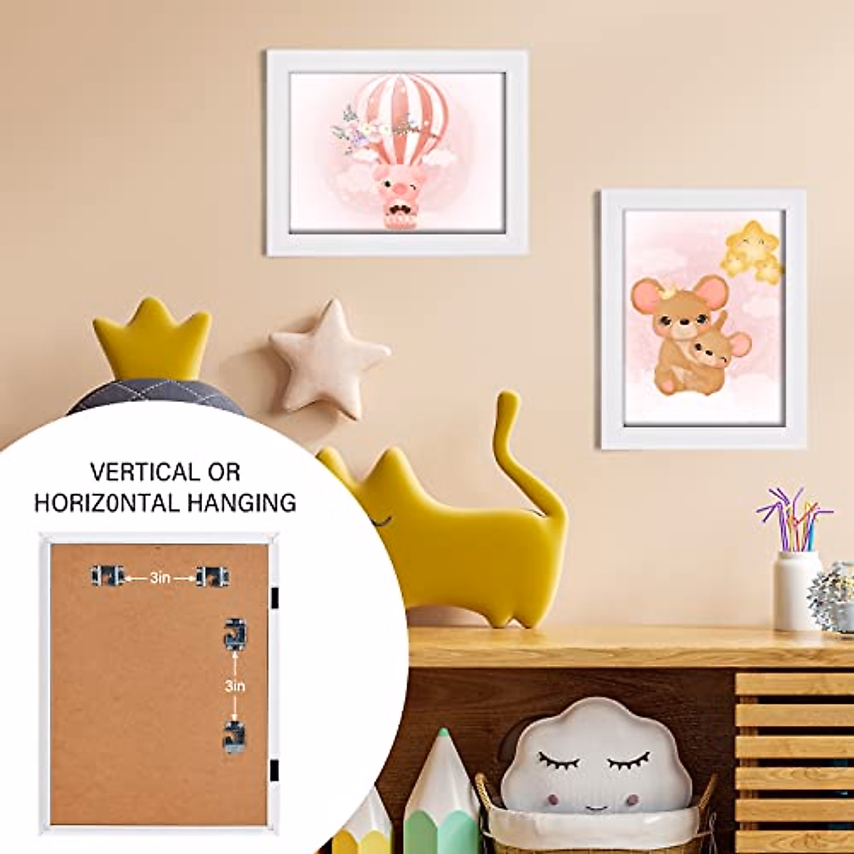 WUIRCCX 9x12 Kids Art frame,Front Opening with HD Glass,Horizontal and Vertical Art Display For Kids Artwork,Photos,Crafts,Drawing(White,2-Pack)