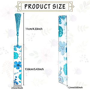 16 Pieces Flower Resin Bookmarks,8 Sets Flower Acrylic Bookmarks,Transparent Floral Bookmarks with Tassels,Floral Resin Bookmarks Colorful Flower Printing Bookmarks for Women Teacher Kids Book Lovers