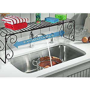 Expandable Scroll Metal 1 shelve,Over The Sink Shelf - Black