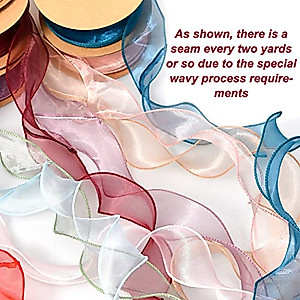 1.5 Inch Sheer Organza Ribbon Seagrass Green Wavy Knot Wired Ribbon 25 Yards for Gift Wrapping, Bouquet Wrapping,Craft，Christmas-Birthday-Wedding-Party Decoration (1.5 inch, Seagrass Green)