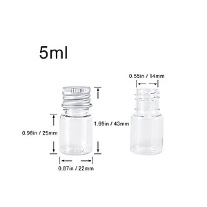 Jarvials 5ml Clear Plastic Bottle With Aluminium Screw Cap Empty Small Plastic Bottle with Screw Cap 100pcs