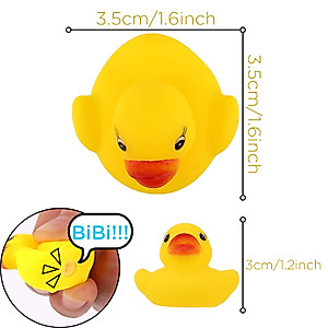 LUTER 48Pcs Rubber Ducky Bath Toy for Kids, Float and Squeak Mini Small Ducks Bathtub Toys for Shower/Birthday/Party Supplies (Multicolored)（3.5×3.5×3cm/1.4×1.4×1.2inch）