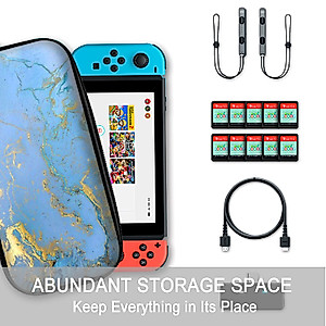 Pemlari Carry Case Compatible with Nintendo Switch OLED 2021/2017, Shockproof EVA Protective Cover with 10 Game Card Slots, Travel Bag w/Inner Pocket for Console Joy-Con&Accessories, Colorful Loves