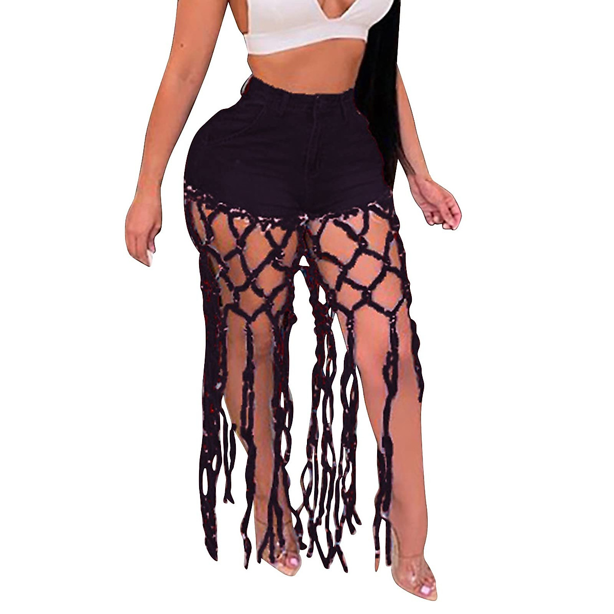 Womens Sweatpants Open Bottom 4-Jul Jeans for Women Stretch fit Bell Bottom Jeans for Women high Waisted Ripped Classic Skirt Tassel Print Hip July 4 Jeans for Women Ripped Flare