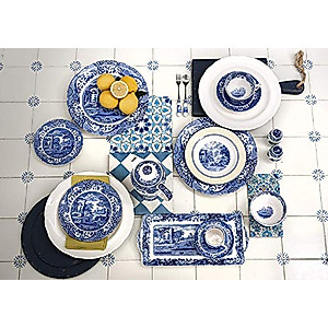 Spode Blue Italian Bread and Butter Plates | Set of 4 | Dessert and Appetizer Plate | Small, Round Blue and White Plate | Measures 6.5 Inches | Dishwasher Safe | Made in England