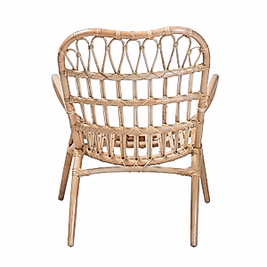 Baxton Studio Bajo Modern Bohemian Natural Brown Rattan Arm Chair