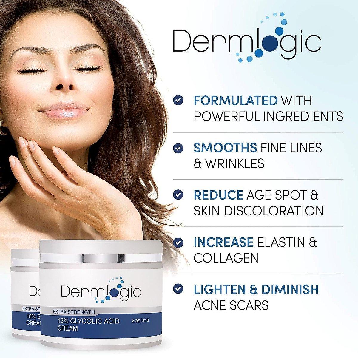 Glycolic Cream 15% - Natural Anti Aging Exfoliator to Smooth Away Fine Lines & Wrinkles & Improve a Dull Looking Complexion. Includes A.H.A & Green Tea Moisturizer for Face & Body.