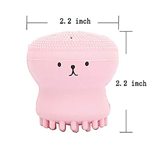 MIPPER Cute Little Octopus Silicone Face Cleansing Brush Facial Scrubber for Deep Cleaning,Exfoliating,Makeup Remover,Massage (1pc,green)