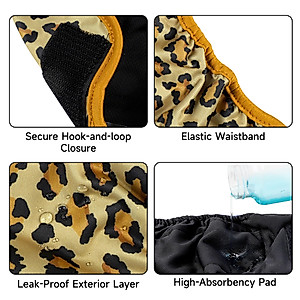 Paw Legend Washable Reusable Female Dog Period Diapers for Heat Doggie Puppy Diapers for Female Dogs (3 Pack, Leopard, X-Small)