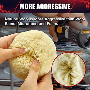 wesleydrill 5PCS 3” Wool Polishing Pad,Polishing Pads Cutting Pads Hook Loop Polishing Pad for Car Buffer Polisher Compounding, Polishing and Waxing