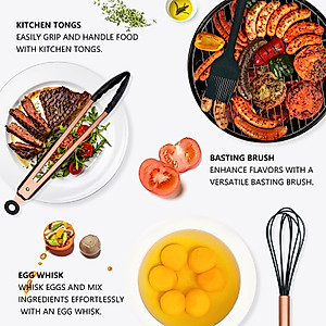 BBN Kitchen Utensils Set, Silicone Kitchen Utensils Set, 17Pcs Non-Stick Silicone Cooking Utensils Set, Heat Resistant Rose Gold Kitchen Utensil Set with Holder