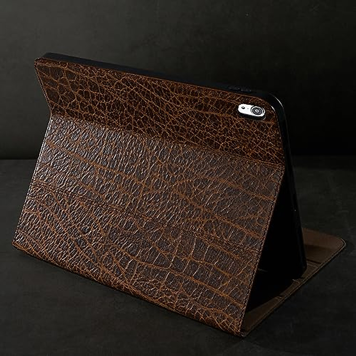 Gexmil Leather Case for iPad Air 11 Inch M3 2025/ M2 2024,iPad Air 10.9 Inch Case 5th/4th Generation 2022/2020, Top Grain Leather Cover Auto Sleep/Wake, Adjustable Stand,Buffalo Pattern