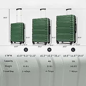Merax Unisex-Adult (Novelty and Luggage Spinner Expandable Hardshell Lightweight Abs Suitcase 20”24”28”, 3 Pcs Set-Green, One_Size