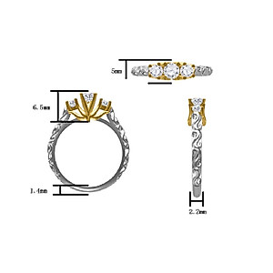 MauliJewels Diamond Rings | 0.5 Ct. Three Stone Real Engagement Ring for Women |4 Prong 14K Solid White Rose Yellow Two Tone Gold