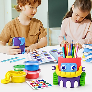 Drama Planet Arts and Crafts Kit for Kids, Make Your Own Pencil Holder with Air Dry Clay, Modeling Clay for Kids, Gift for Boys and Girls Ages 6 7 8 9 10 Years Old and Up